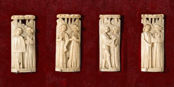 Bonhams : Four Italian Renaissance carved bone relief panels