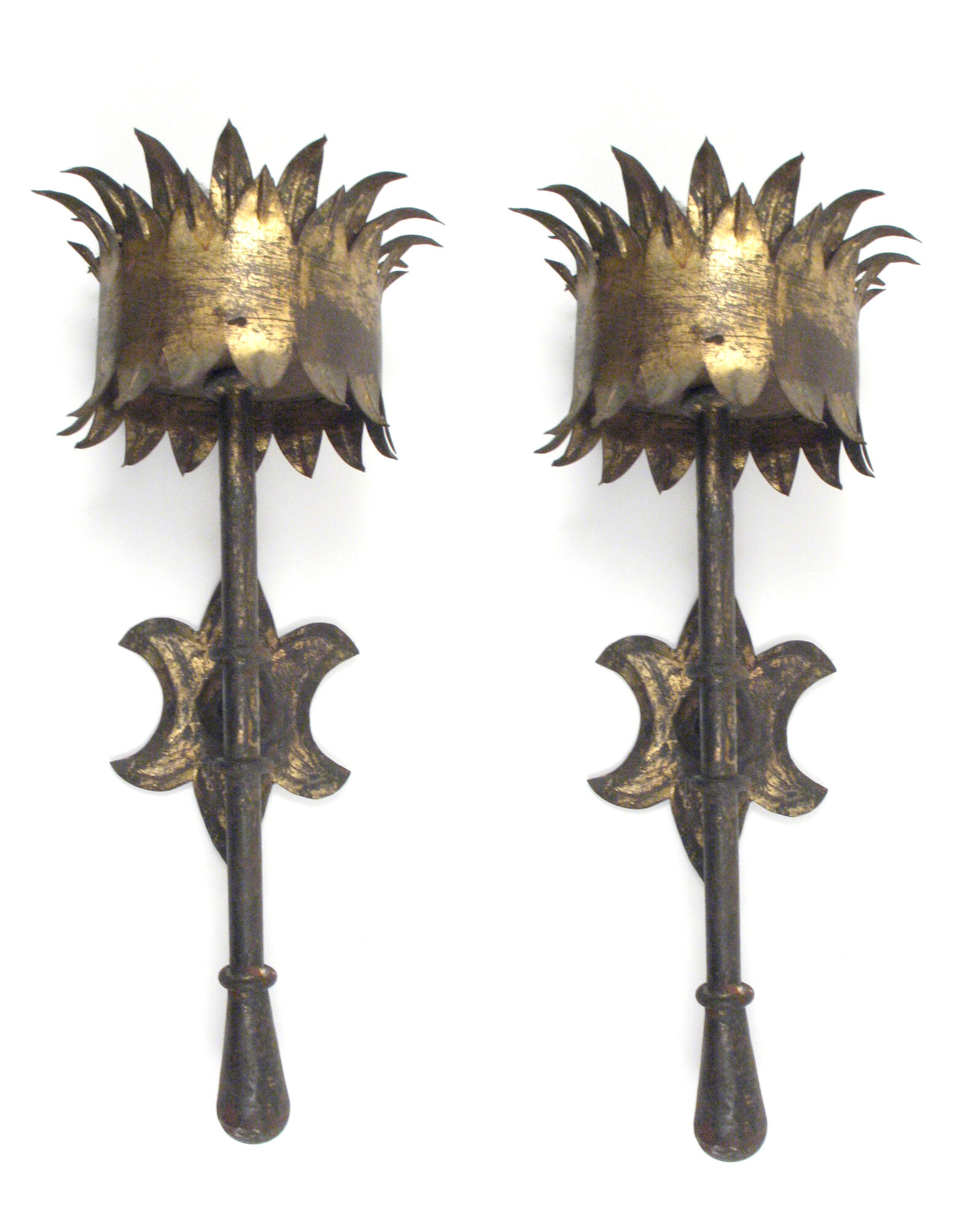 Bonhams : A pair of Renaissance style gilt decorated wall prickets
