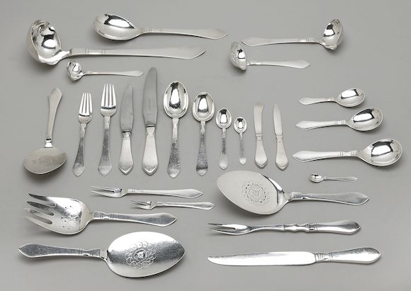 Bonhams : Danish Silver Continental Flatware Set by Georg Jensen