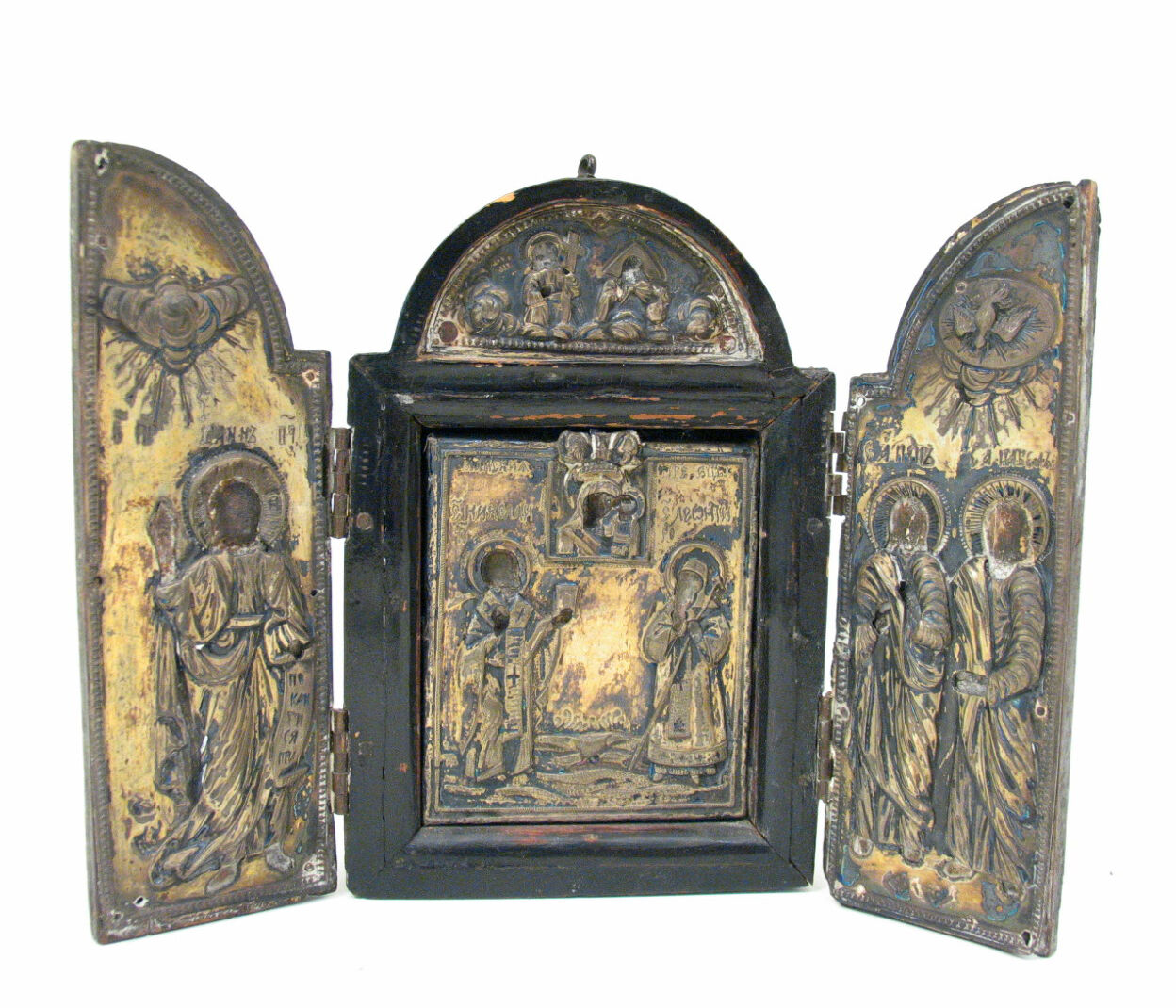 Bonhams : A Russian silver gilt icon triptych