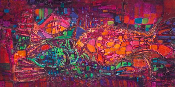 Bonhams : Doris Chase (American b.1922) Acetate Aquarium 23 3/4 x 46 3 ...