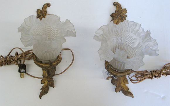 Bonhams : A pair of Louis XV style gilt bronze bras de lumiere