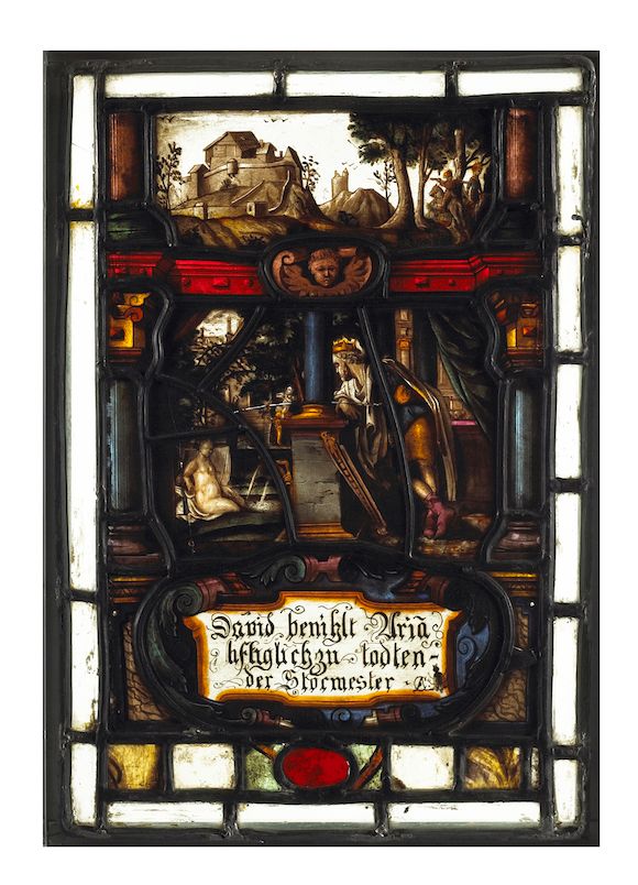 Bonhams : A Swiss stained glass panel: Marriage at Cana
