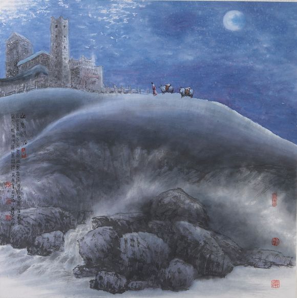 Bonhams : Ren Guangrong (Born 1945): Tibet Castle in the Moonlight