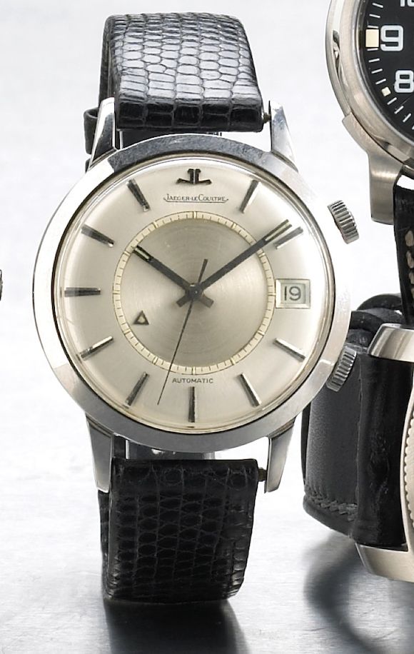 Bonhams : Jaeger LeCoultre. A stainless steel self-winding calendar wristwatch with alarmMemovox ...
