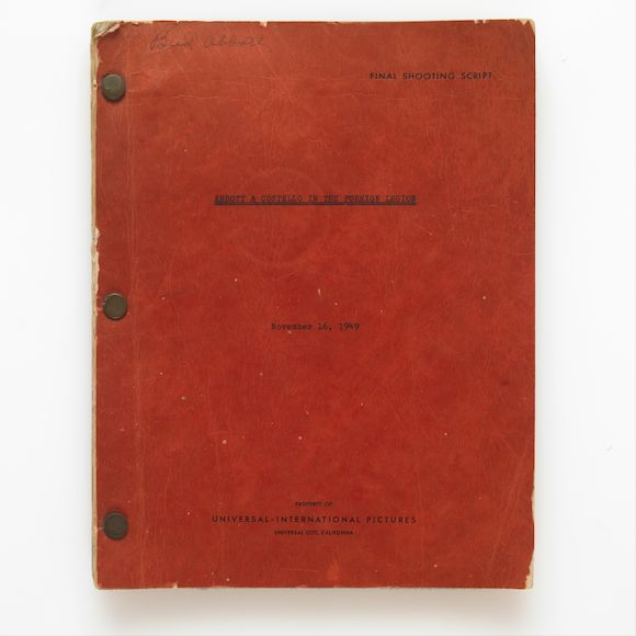 Bonhams : A Bud Abbott personally-owned and used script from Abbott ...