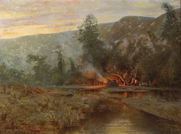 Bonhams : Thomas Nash (1840-1902) Hobo Camp, Los Angeles, 1908 18 x 24in