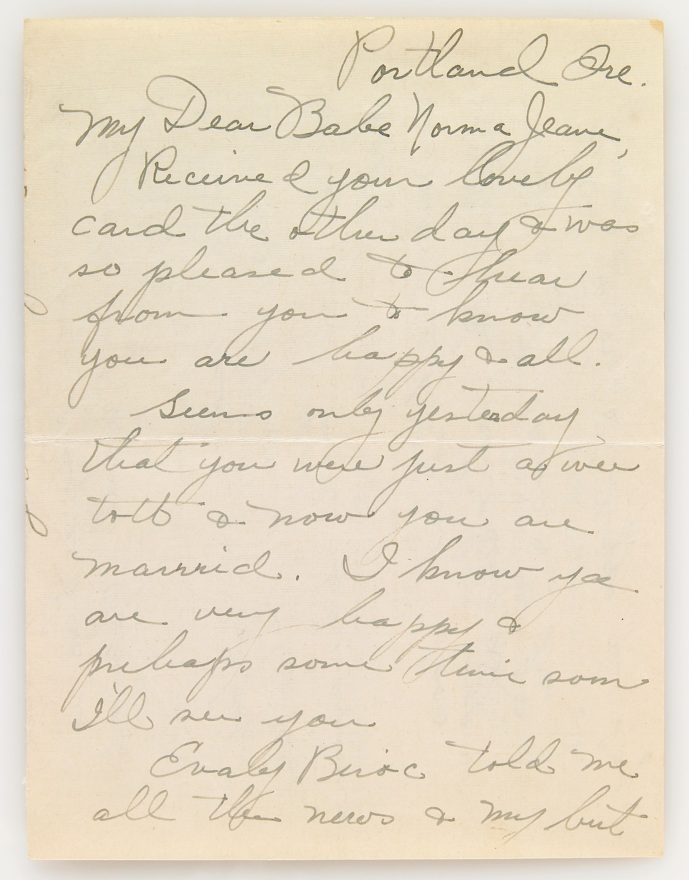 A Gladys Baker handwritten letter to her daughter, Norma Jeane ...