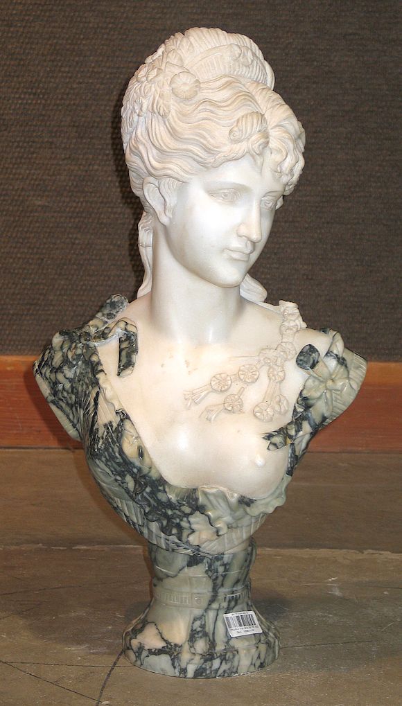 Bonhams : A white and variegated marble bust of a beauty