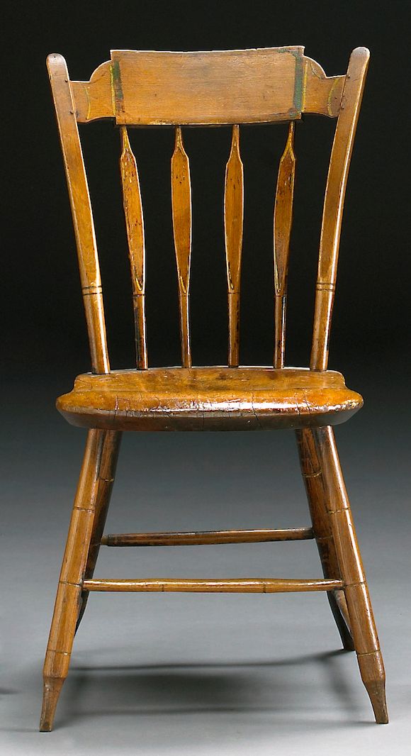 Bonhams : A set of four partially painted arrowback step-down Windsor ...