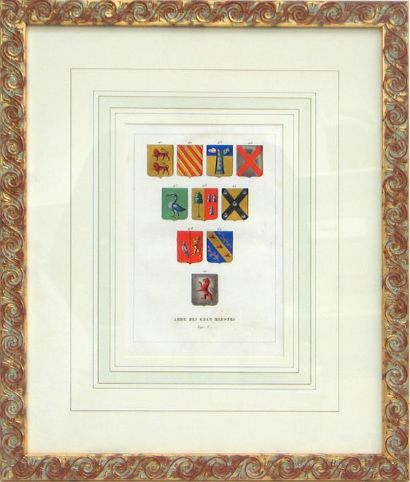 Bonhams : A set of six framed Italian prints of heraldic crests