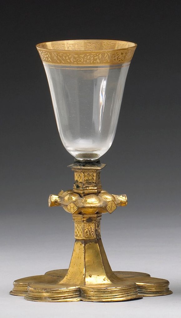 Bonhams : A German Renaissance gilt copper chalice stem and foot