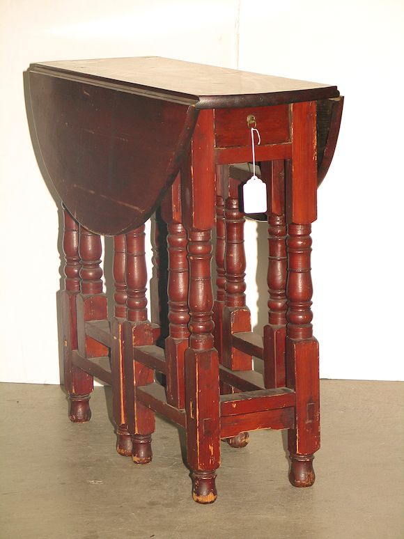 Bonhams : A William and Mary style stained pine gate leg table