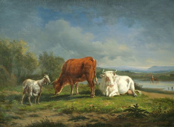 Bonhams : Victor-Emile Cartier (French 1811-1866) Goat and Cows in a ...