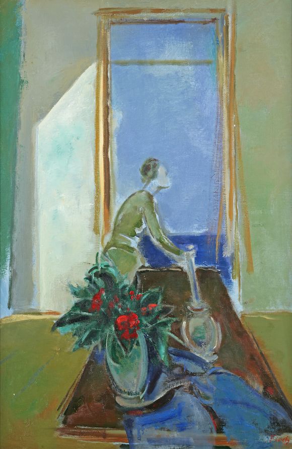 Bonhams : Josef Floch (Austrian 1895 - 1977) Woman at the Window 27 x ...