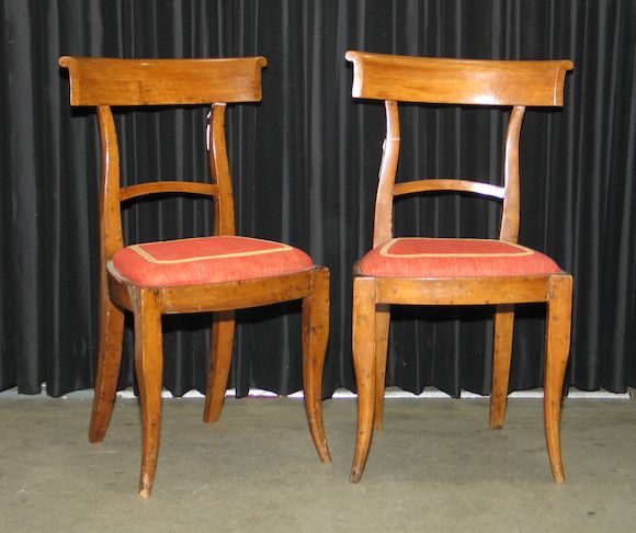 Bonhams : A pair of Italian Neoclassical walnut side chairs