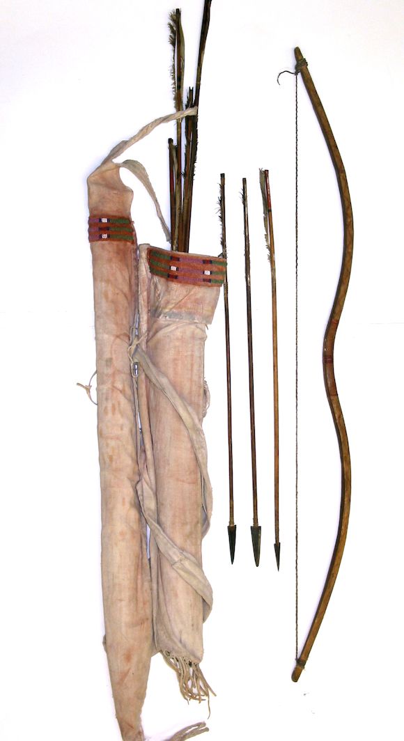 Bonhams : A Plains bow and seven arrows together with a Plains-style ...