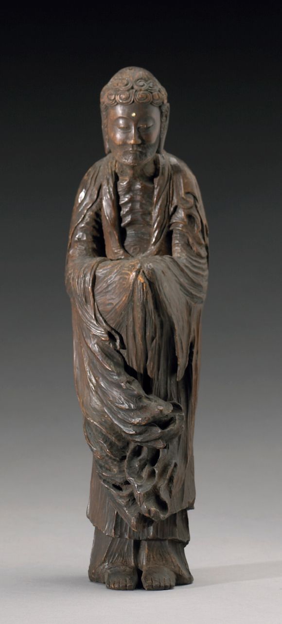 Bonhams : A wooden figure of Shussan Shaka 19th Century