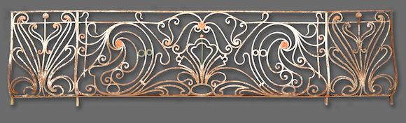 Bonhams : A set of Neoclassical style painted iron fencing and gates