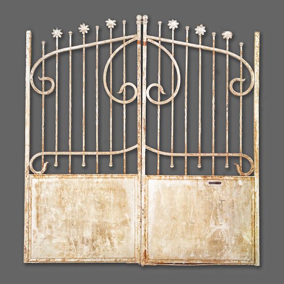 Bonhams : A set of Neoclassical style painted iron fencing and gates