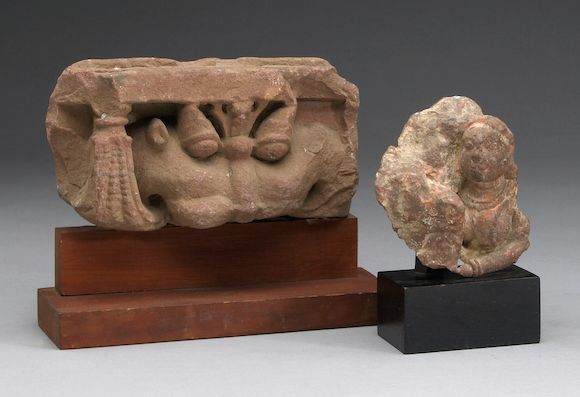 Bonhams : Two Indian red sandstone architectural fragments 10th-13th ...