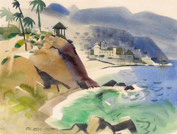 Bonhams : George Post (1906-1997) Laguna Cliffs (No.746) 18 x 24in