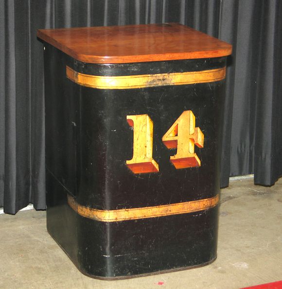 Bonhams : A litho coffee tin, now mounted as a side table