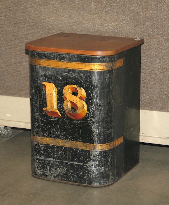 Bonhams : A litho coffee tin, now mounted as a side table