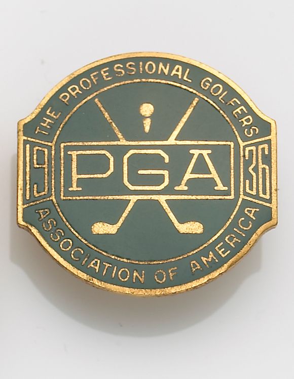 Bonhams : An official 1936 American PGA Contestant's badge in yellow ...