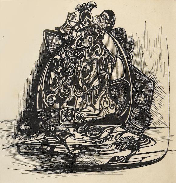 Bonhams : A B. Goode pen and ink drawing, 1980s