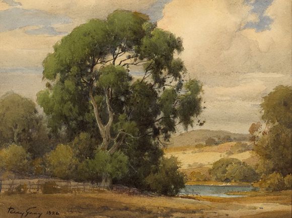 Bonhams : Percy Gray (1869-1952) Old Oak and Passing Storm, 1926 12 x 16in