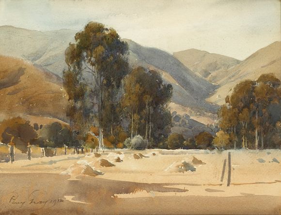 Bonhams : Percy Gray (1869-1952) Roy Ranch, 1922 11 1/4 x 14 3/4in