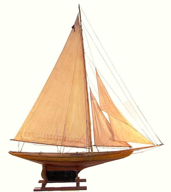 Bonhams : A large Bermuda rigged pond yacht 77 x 11 x 105in