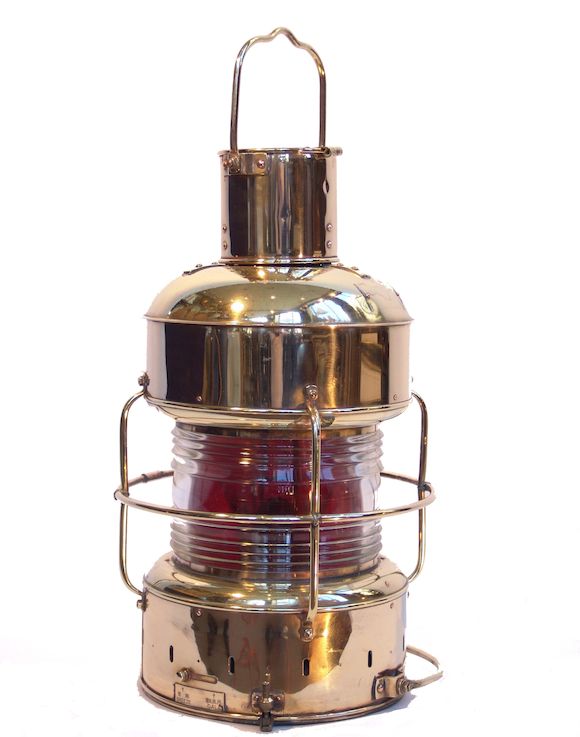 Bonhams : A brass "Not Under Command" ship's lantern 24in high