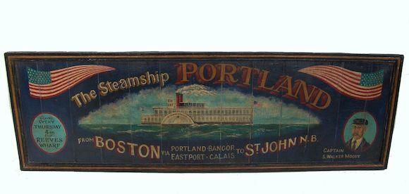 Bonhams : A painted signboard of the steamship Portland, 20th century ...