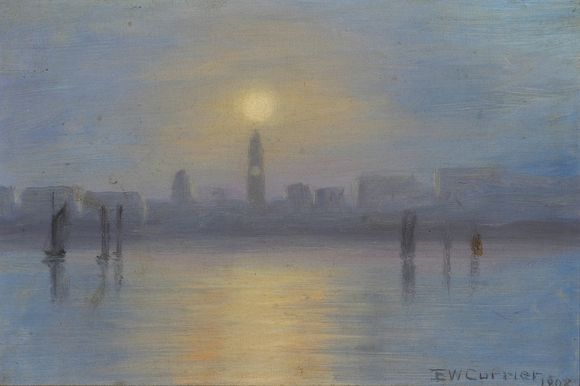 Bonhams : Edward Wilson Currier (1857-1918) Ferry Building at Dusk, San ...