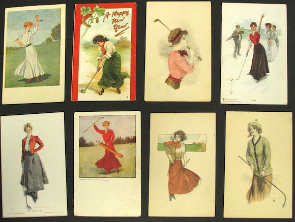 Bonhams : A selection of golf postcards from various countries,