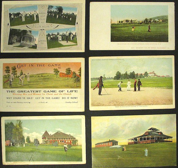 Bonhams : A selection of golf postcards from various countries,