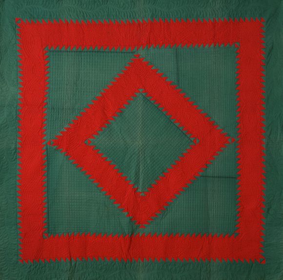 Bonhams : Amish pieced cotton Center Diamond pattern quilt