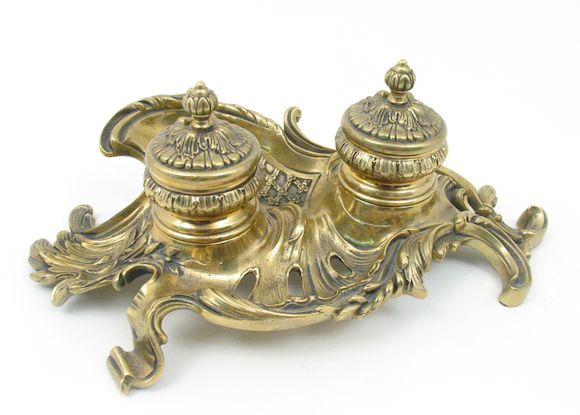 Bonhams : A Rococo style gilt brass ink stand