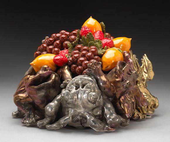 Bonhams : David James Gilhooly (American, b.1943) Frogs and Fruits ...