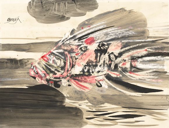 Bonhams : Alejandro Obregón (Colombian, 1920-1992) Barracuda 13 3/4 x ...