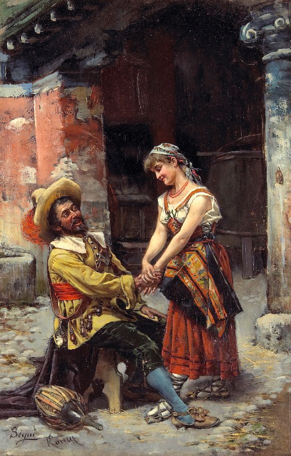 Bonhams : Segui (Italian, active 1880-1920) A romantic liaison 9 x 6in ...