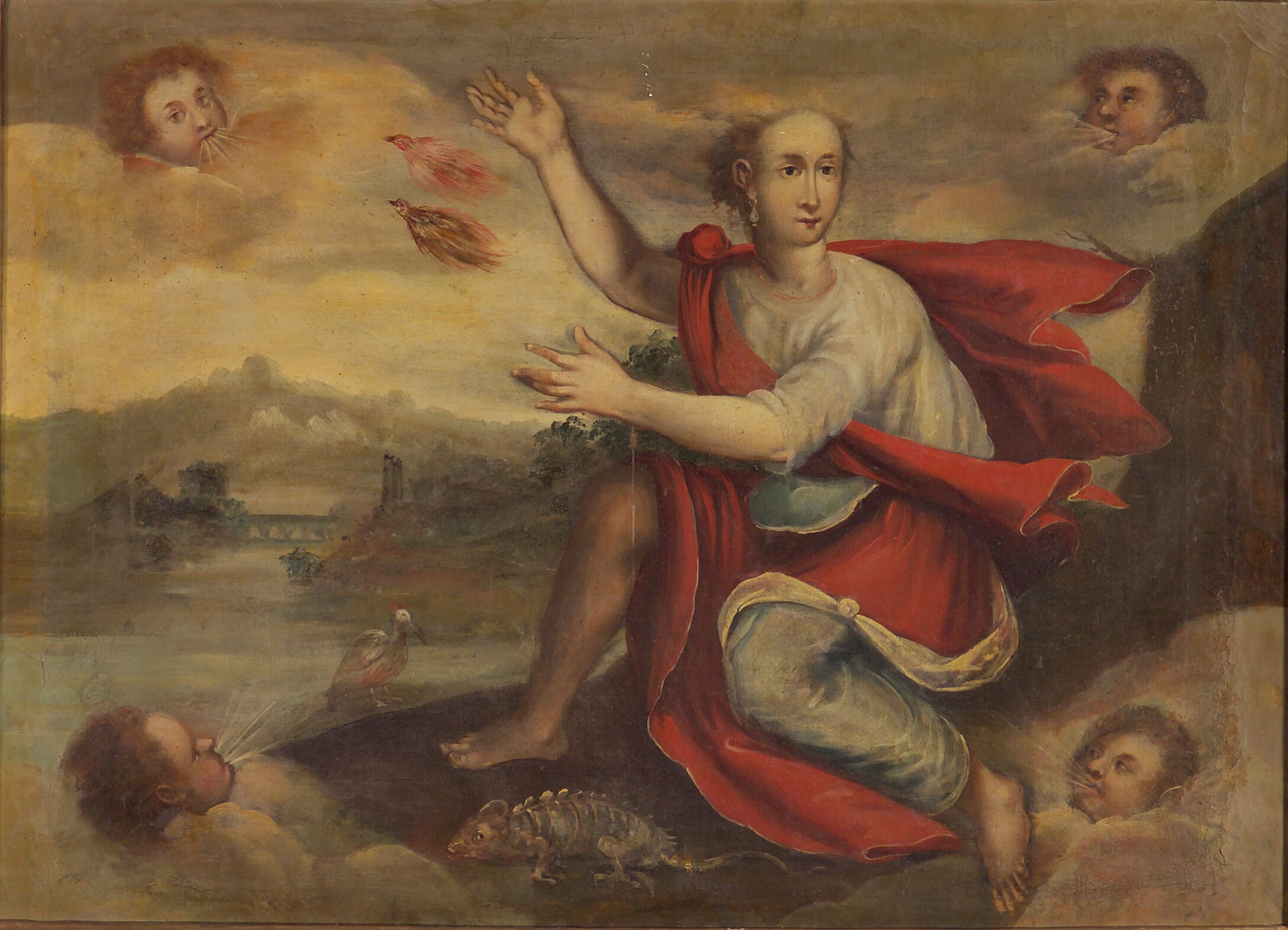 Bonhams : Studio of Marten de Vos (Flemish, 1532-1603) The four elements earth, wind, fire and ...