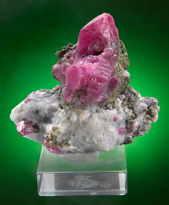 Bonhams : Ruby and Pyrite in Marble Matrix