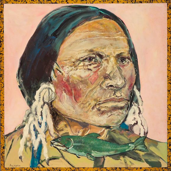 Bonhams : Ira Yeager (American, b.1938) Native American Indian and Fish ...