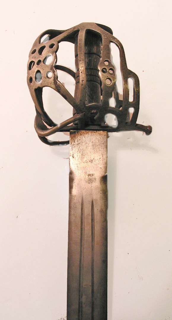 Bonhams : A reproduction basket-hilted broadsword