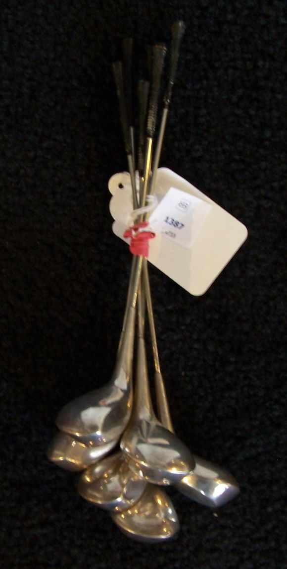 Bonhams : A collection of Frigast modern miniature silver clubs,