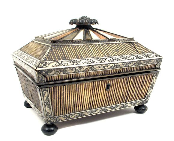 Bonhams : An Anglo Indian ivory, horn and quill work box