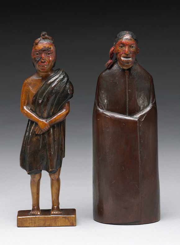 Bonhams : A fine and rare pair of Haida figures